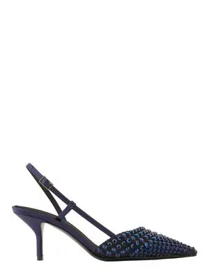 Giorgio Armani Satin, Mesh And Rhinestone Slingbacks - Two_tone