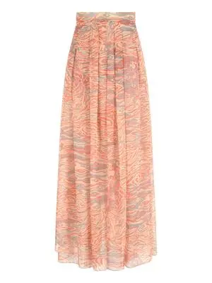 Giorgio Armani Printed Maxi Silk Skirt - Patterned