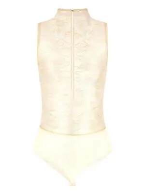 Giorgio Armani Short Tulle Bodysuit With Rhinestone Embroidery - Patterned
