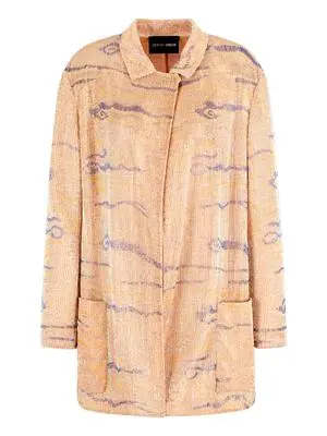 Giorgio Armani Long Jacket In Embroidered Silk And Viscose - Patterned