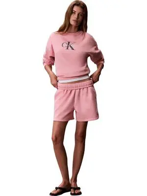 Calvin Klein Monogram Fleece Pull-on Shorts - Soft Berry