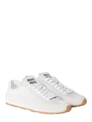 MIU MIU Plume Mesh And Suede Sneakers
