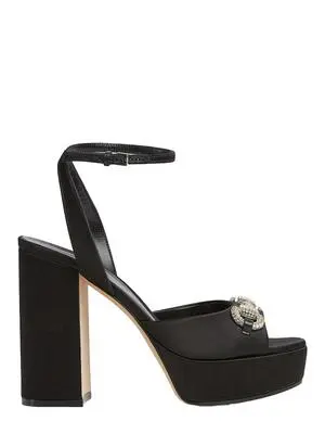 Gucci Platform Sandal With Crystal Horsebit - Black