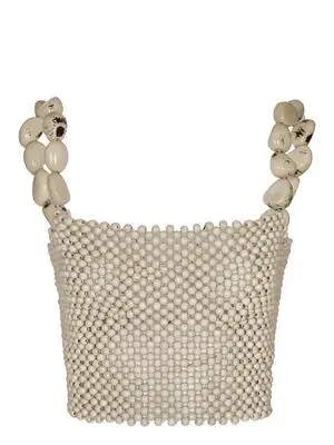 ANDRES OTALORA Caña Brava Hand-Beaded Top Neutral