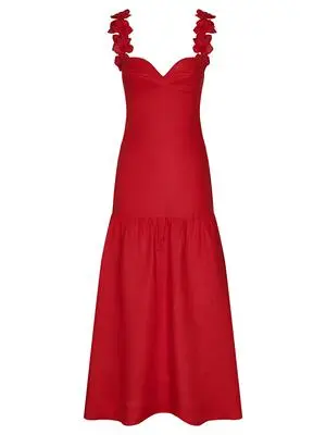 ANDRES OTALORA Ser Arte Linen Maxi Dress - Red