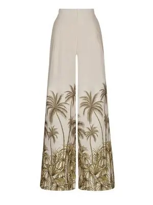 ANDRES OTALORA Desperte Printed Linen Wide-leg Pants - Olive