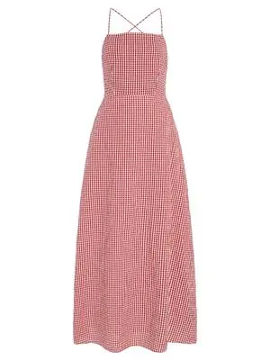 Posse Lori Tie-back Cotton Maxi Dress - Red