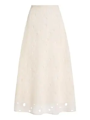 ULLA JOHNSON Caro Broderie Anglaise Cotton Maxi Skirt