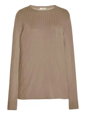 THE ROW Keya Ribbed-Knit Top Tan