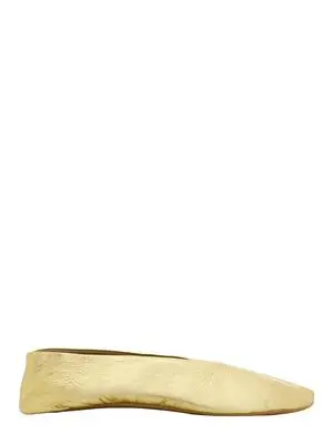 THE ROW Stella Laminated Nappa Leather Ballet Flats - Gold