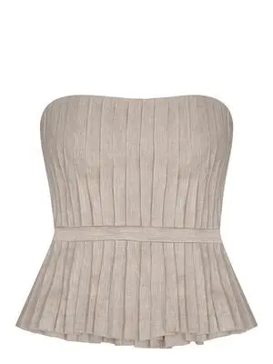ANDRES OTALORA Encantadora Pleated Linen Top - Neutral