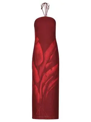 ANDRES OTALORA Costera Printed Linen Maxi Dress - Burgundy