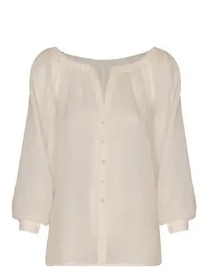 ANDRES OTALORA Entenderse V-neck Linen Blouse - Ivory
