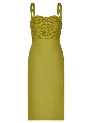 ANDRES OTALORA Reflejame Embellished Linen Midi Dress - Lime Green