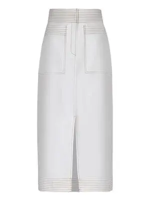 ANDRES OTALORA Caminos Patch Pocket Linen Midi Skirt - Off-white