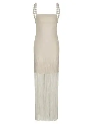 ANDRES OTALORA Mar Caribe Fringed Linen Maxi Dress - Ivory