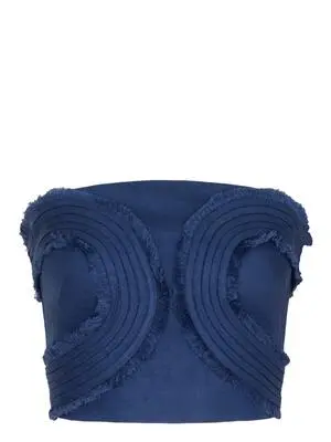ANDRES OTALORA Calida Embroidered Linen Top - Blue