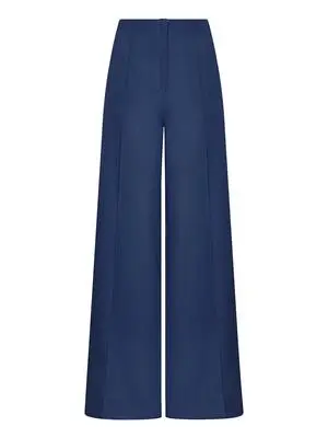 ANDRES OTALORA La Vida Es Pintucked Linen Wide-leg Pants - Blue