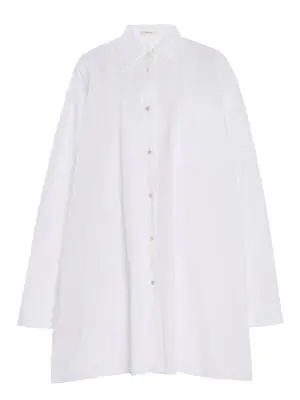 THE ROW Victoria Cotton Poplin Long Shirt - White