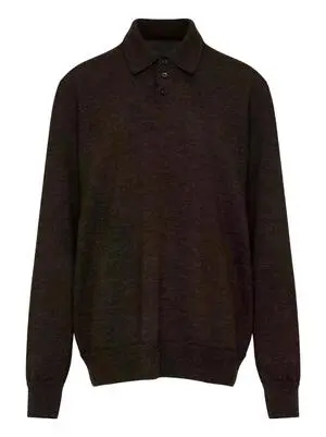MAISON MARGIELA Elbow-patch Wool Polo Shirt - Brown