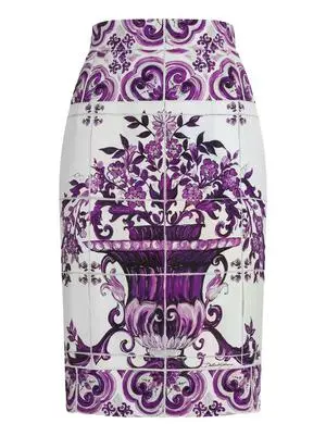 Dolce & Gabbana Silk Midi Skirt - White