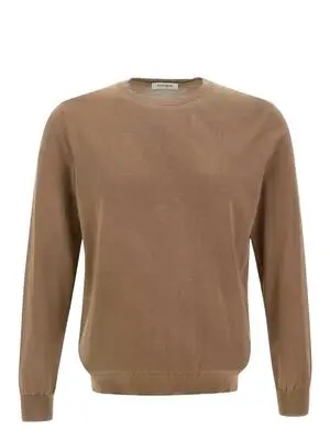 KANGRA Crew Neck Long Sleeve Sweater - Brown