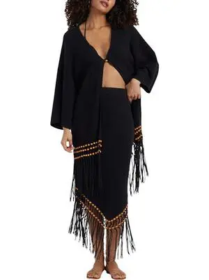 Chinti & Parker Laura Whitmore Beaded Kaftan - Black