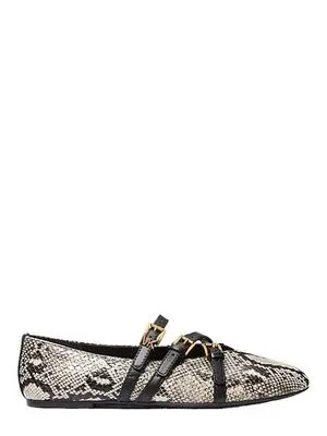 Michael Kors Indy Snake-embossed Leather Flats - Beige