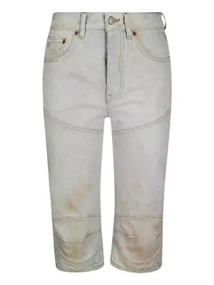 MAISON MARGIELA Distressed-effect Below-knee Length Shorts - Blue