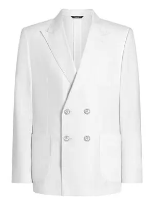 Dolce & Gabbana Portofino Double-breasted Linen Jacket - White