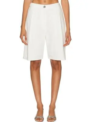 Matthew Bruch Low Rise Pleated Bermuda Short - White