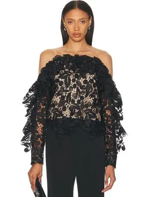 Oscar De La Renta Long Sleeve Blouse - Black