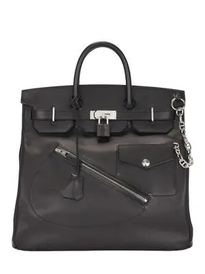 Hermès Limited Edition Evergrain Haut A Courroies Rock Birkin 40 Handbag - Noir