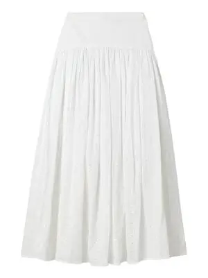 Staud Procida Embroidered Skirt - White Eyelet