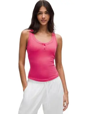 Lululemon Hold Tight Henley Tank Top Raspberry Coulis