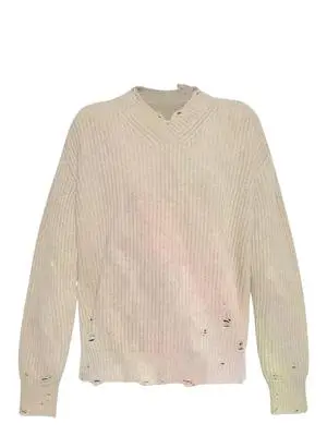 MAISON MARGIELA Distressed Ribbed Sweater - Neutrals