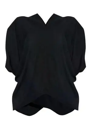 MAISON MARGIELA Draped V-neck Blouse - Black