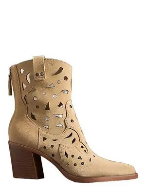Dolce Vita Zenobi Cutout Western Ankle Boots - Taupe
