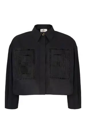 Elisabetta Franchi Embroidered Cropped Shirt - Black