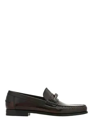 FERRAGAMO Logo-buckle Leather Loafers - Black