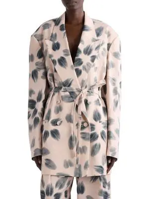 Dries Van Noten Blessy Floral Print Double-breasted Blazer - Blush