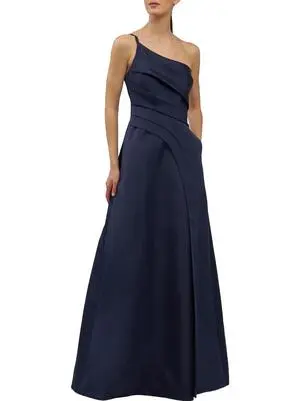 KAY UNGER Jillian One-shoulder Gown - Dark Midnight