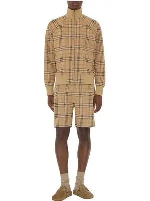 Burberry Check Jacquard-woven Jersey Shorts - Sand
