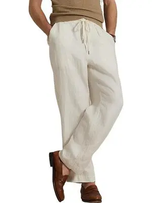 Ralph Lauren Relaxed Fit Pleated Linen Pant - Antique Cream