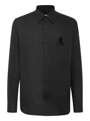 Philipp Plein Skull-embroidered Long-sleeve Shirt - Black