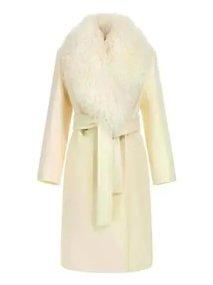 Roberto Cavalli Shearling-trimmed Coat - White