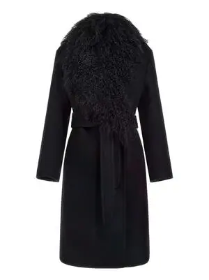 Roberto Cavalli Long Sleeve Shearling-collar Coat - Black