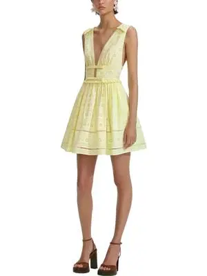 SELF-PORTRAIT Cotton Dress - Yellow