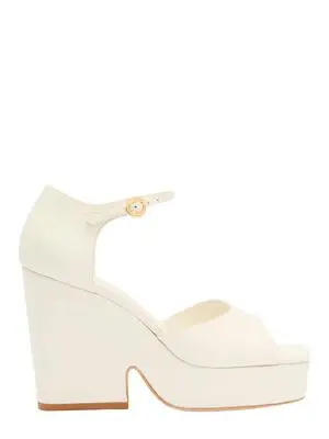 REFORMATION Platform Peep-toe Sandal With Ankle Strap - Ivory