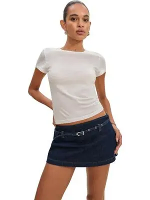 REFORMATION Khloe Low Rise Denim Skort - Blue
